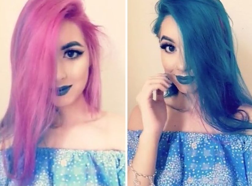 The Australian dyed her hair blue and pink at the same time and changes ...